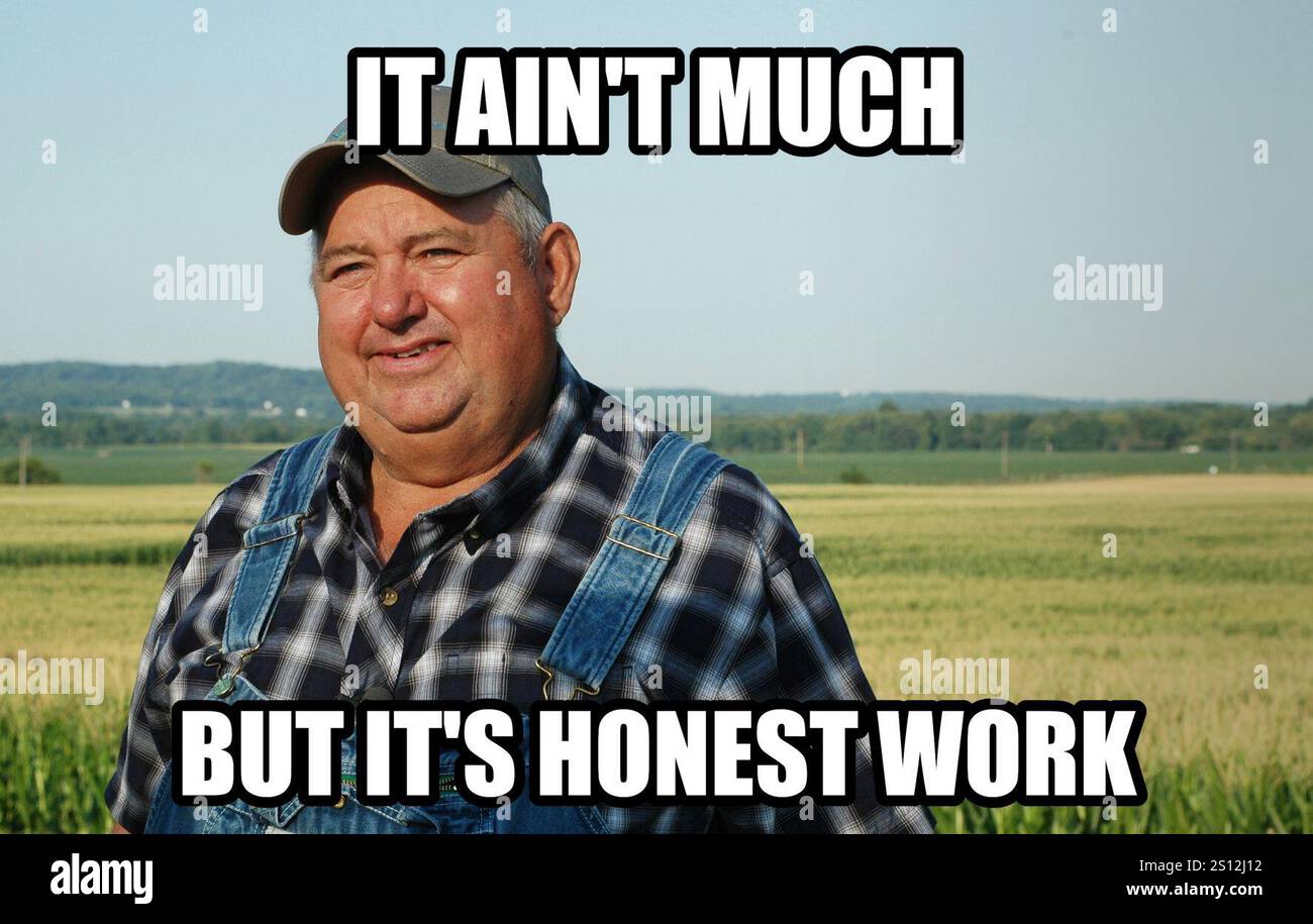 Farmer meme with apostrophe Stock Photo - Alamy
