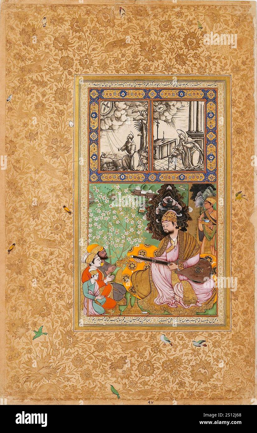Farrukh Beg. Sultan Ibrahim 'Adil Shah II Playing the Tambur. 1595-1600 ...