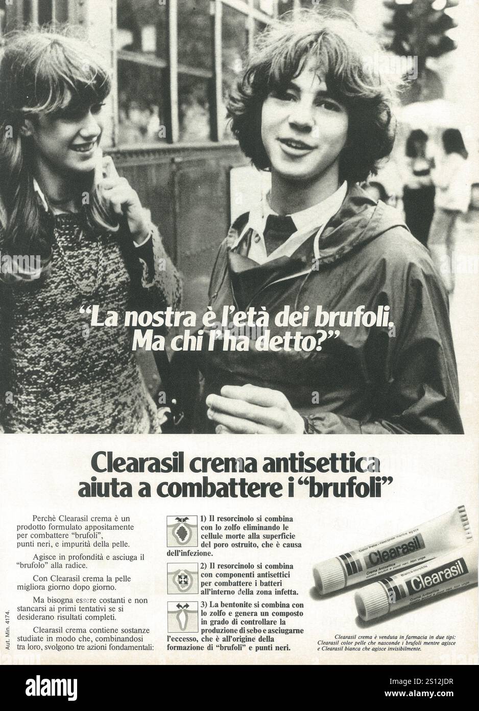 1977 Italian Clearasil antiseptic creme acne medication ad Stock Photo ...