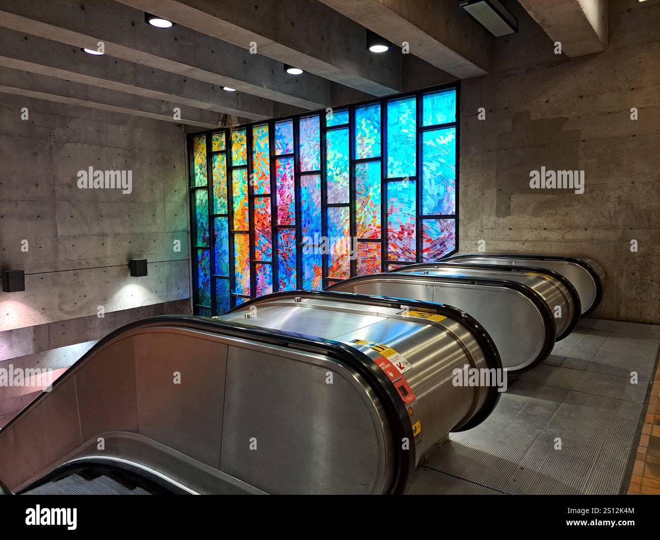 Glassmaker stained glass mural at Charlevoix Metro Station in Montreal ...