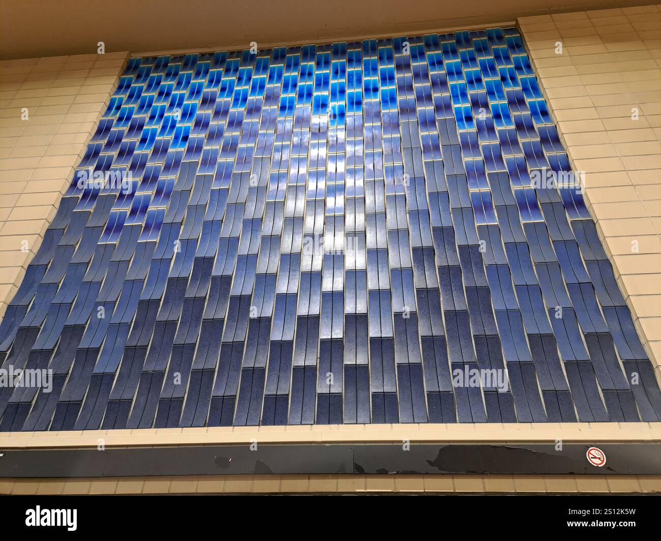 Blue ceramic tile square mural at Saint-Laurent Metro station in ...