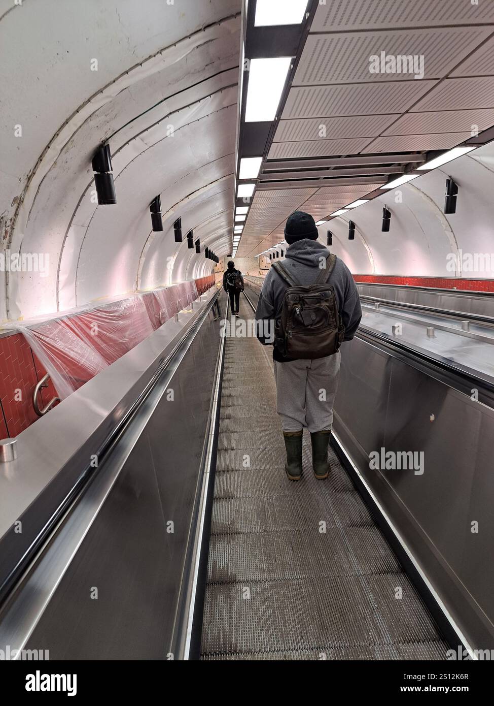 Escalators inside Beaudry Metro station in Montreal, Quebec, Canada ...