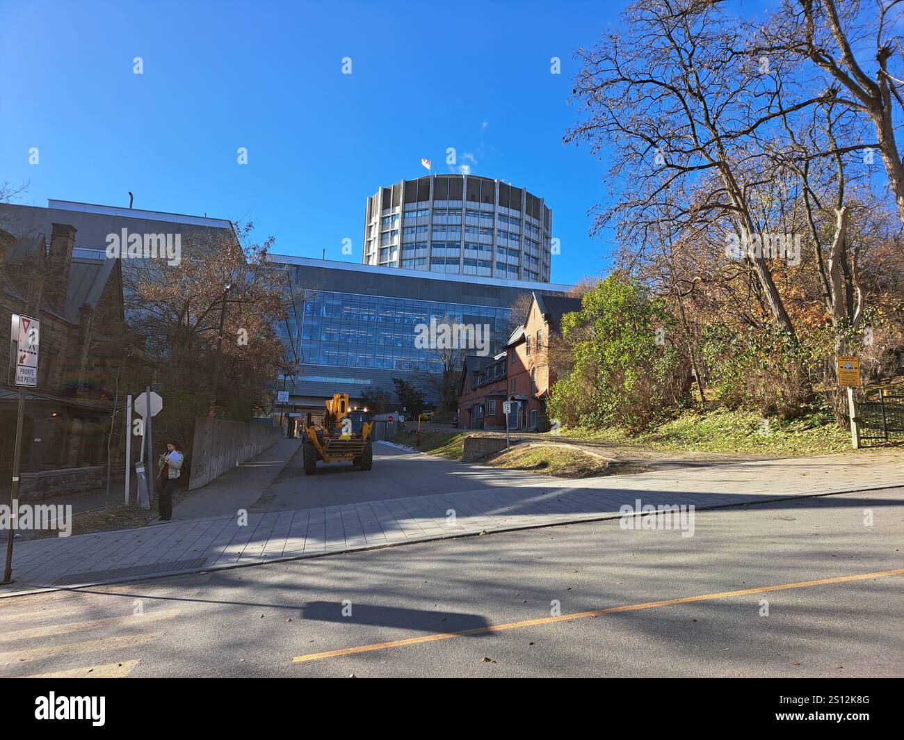 Round building from Peel Street in downtown Montreal, Quebec, Canada ...