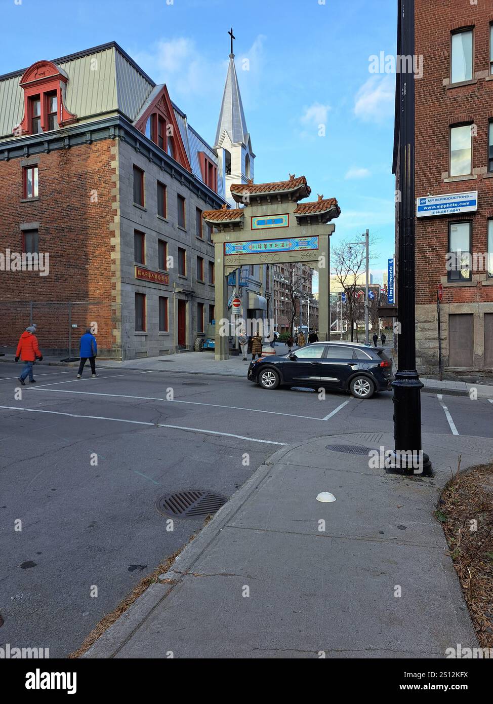Gate to Chinatown on Rue De la Gauchetière in downtown Montreal, Quebec ...
