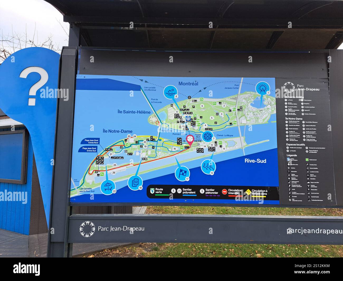 Welcome to Parc Jean-Drapeau sign on St. Helen island in Montreal ...