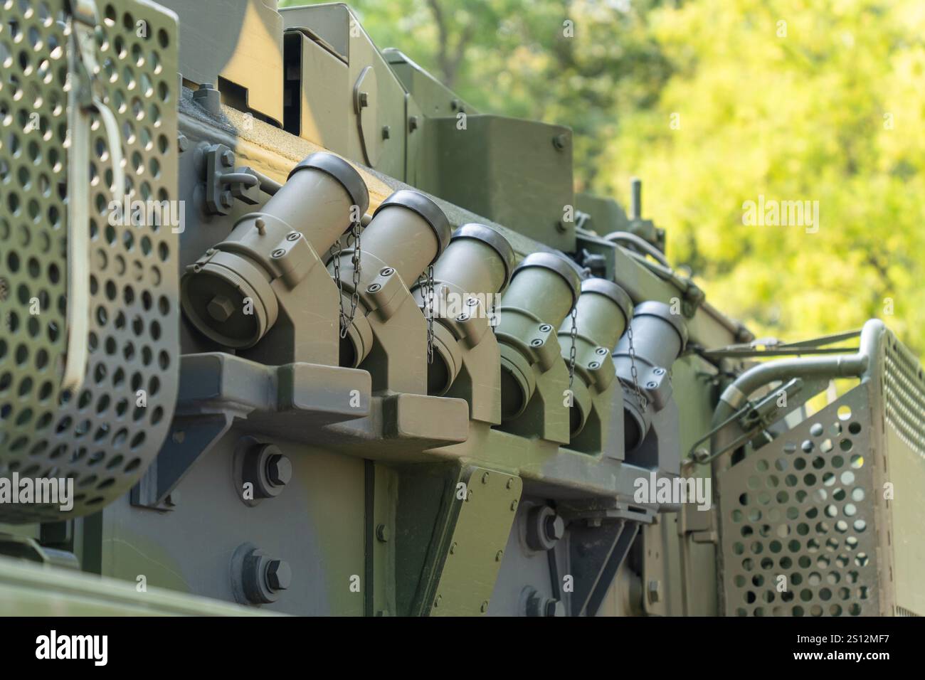 Modern German-made Leopard 2A4 tank camouflaged turret equipped with ...