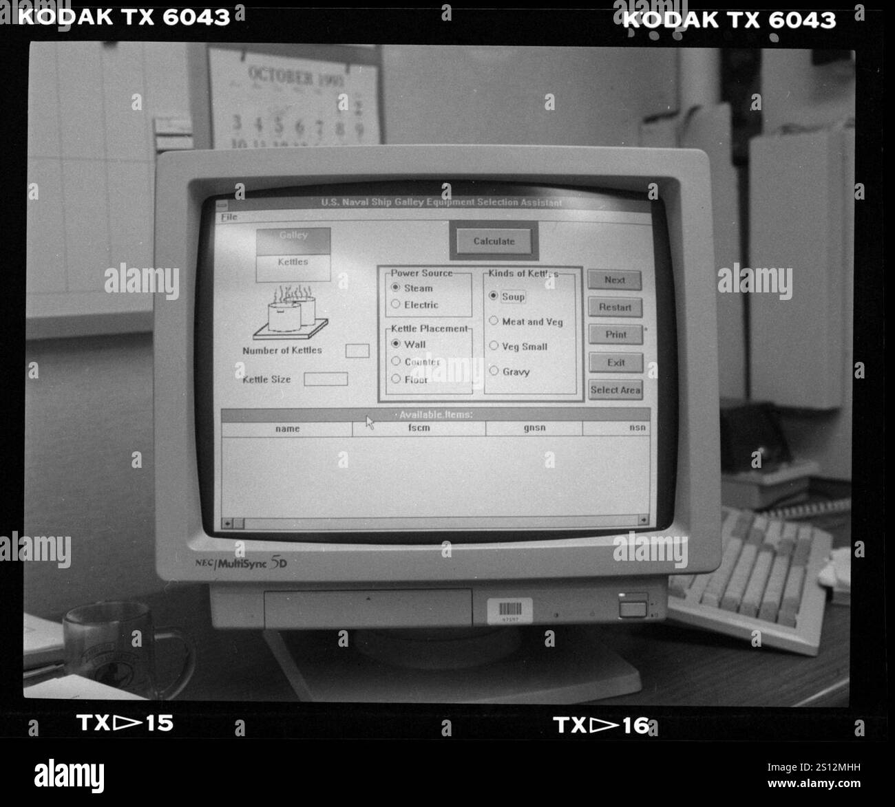 FED food system on NEC MultiSync 5D monitor, by the U.S. Army Natick ...