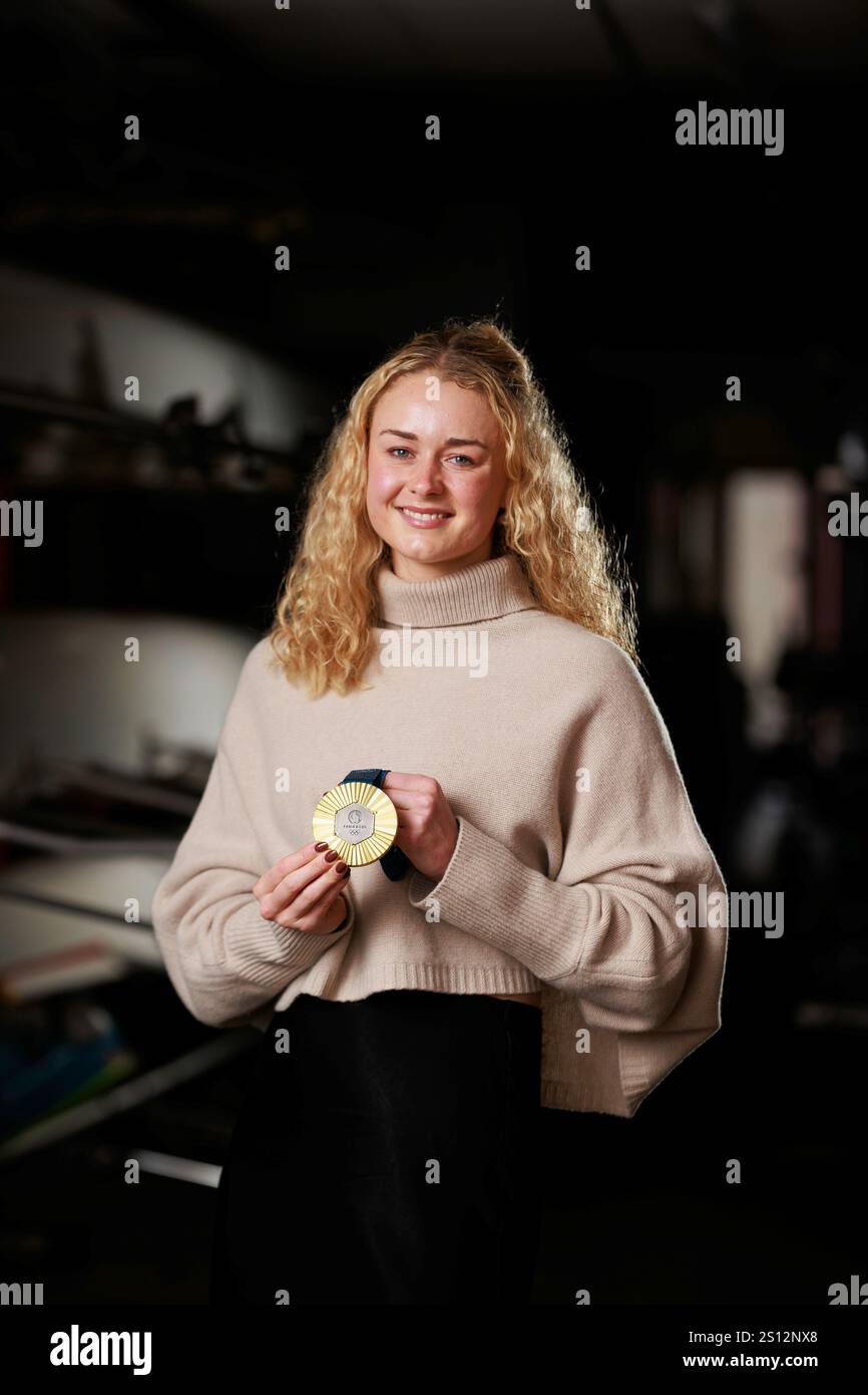 Hannah Scott at Bann Rowing Club in Coleraine with her Paris 2024 Gold ...
