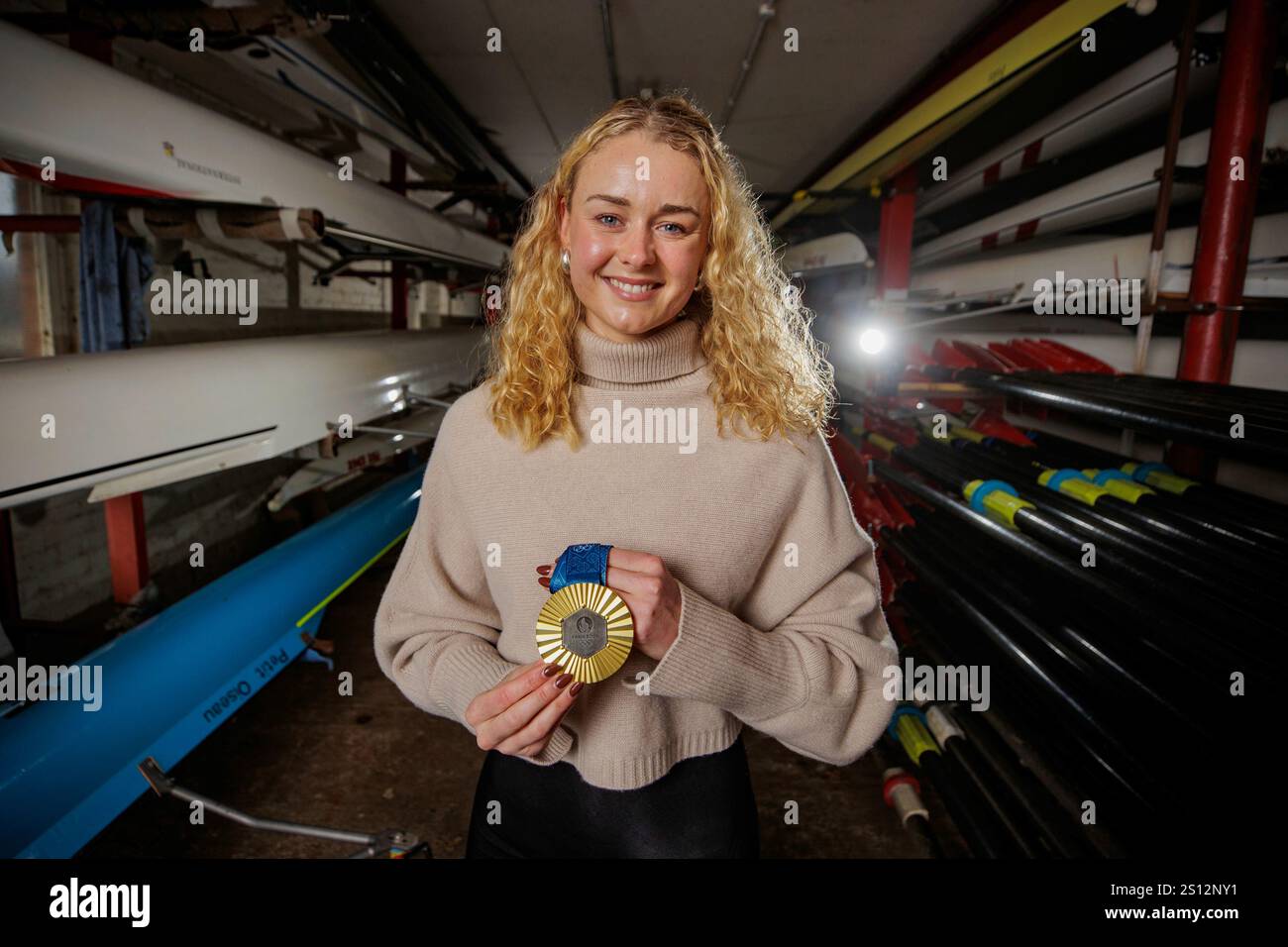 Hannah Scott at Bann Rowing Club in Coleraine with her Paris 2024 Gold ...