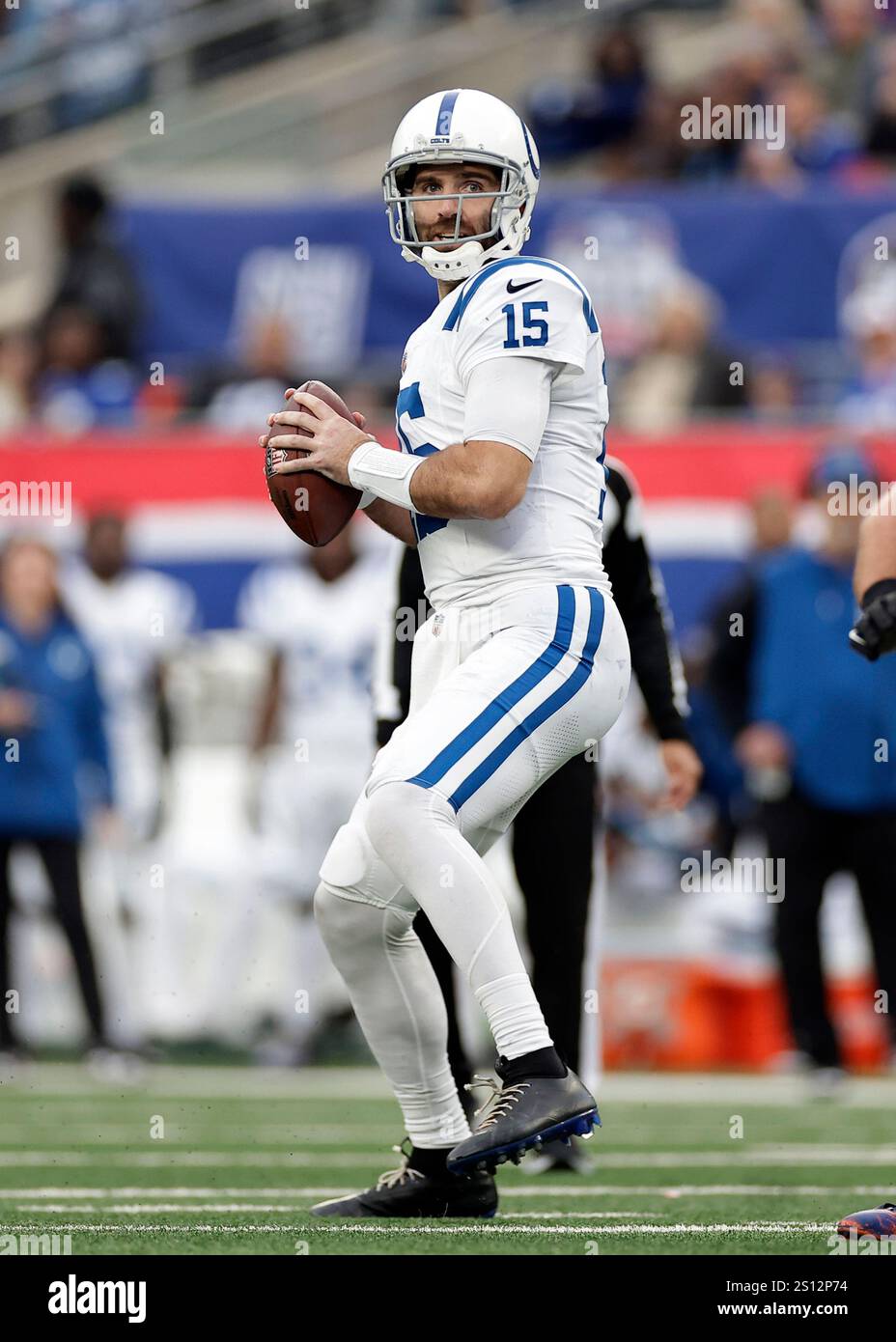 Indianapolis Colts quarterback Joe Flacco (15) passes the ball during ...