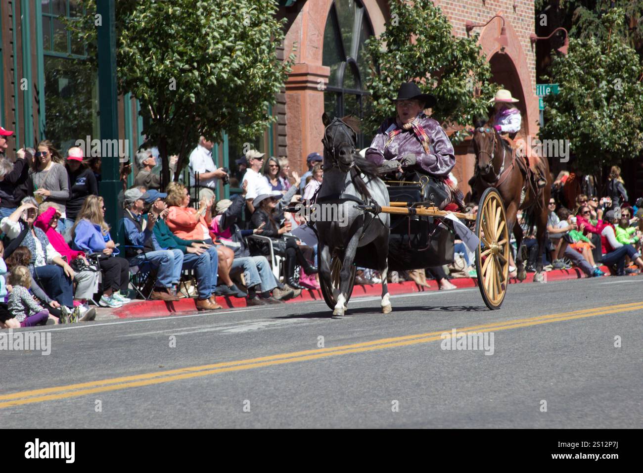 Horse-Drawn Carriage in Outdoor Parade Event with Spectators Watching ...