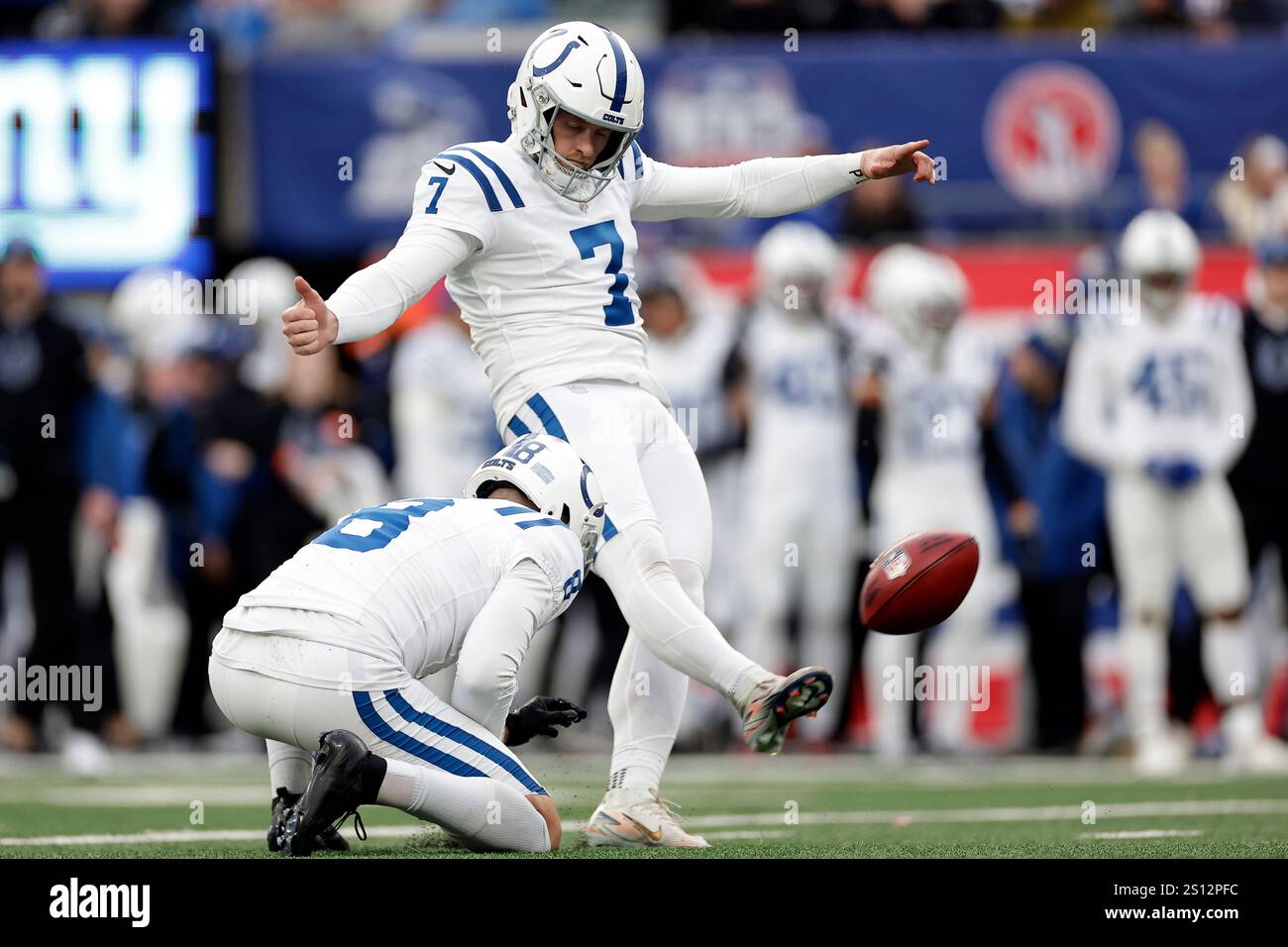 Indianapolis Colts place kicker Matt Gay (7) kicks during an NFL ...