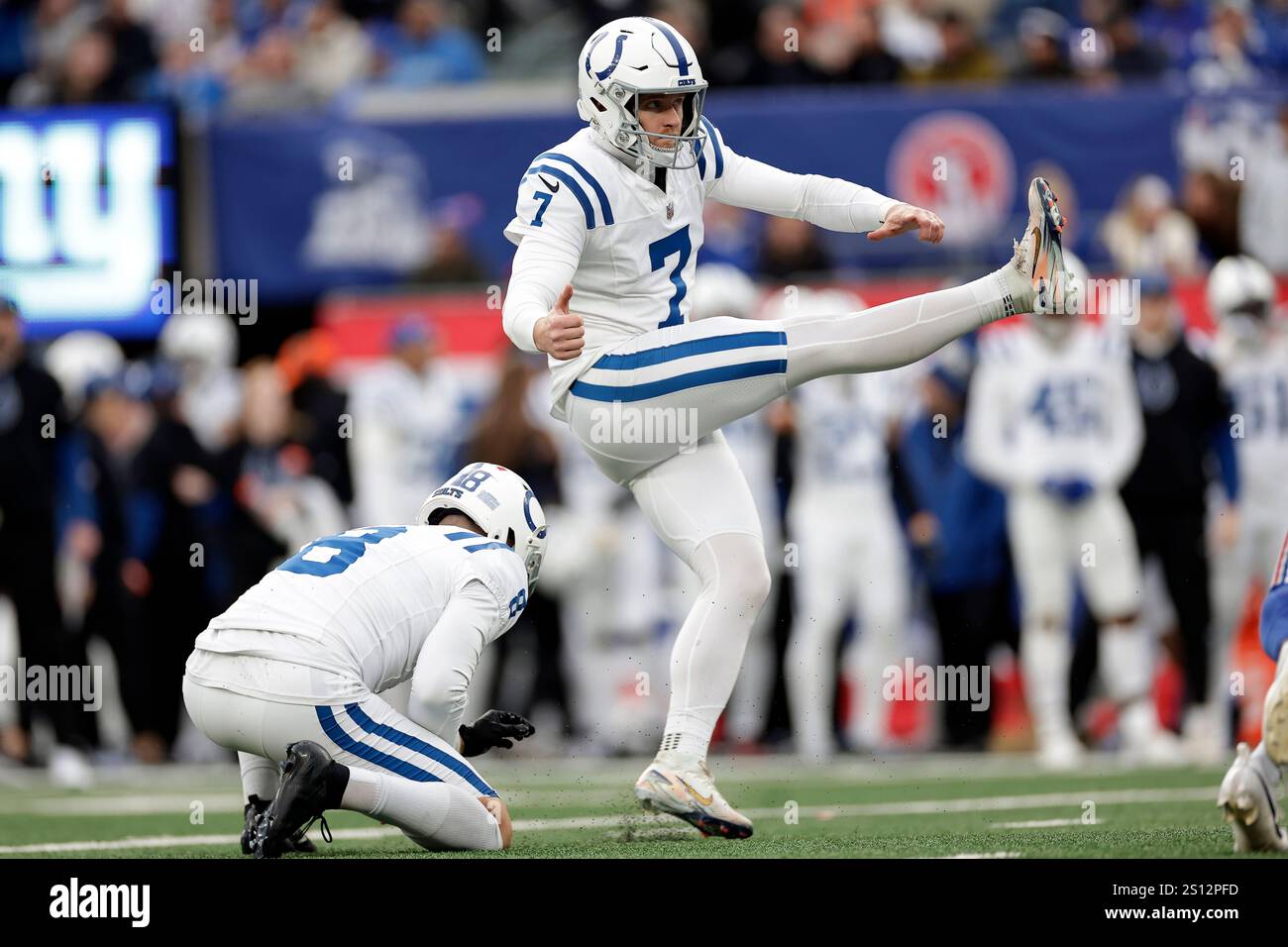 Indianapolis Colts place kicker Matt Gay (7) kicks during an NFL ...