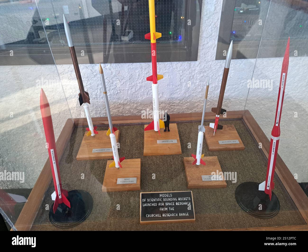 Model rocket display inside multipurpose recreation community centre in ...