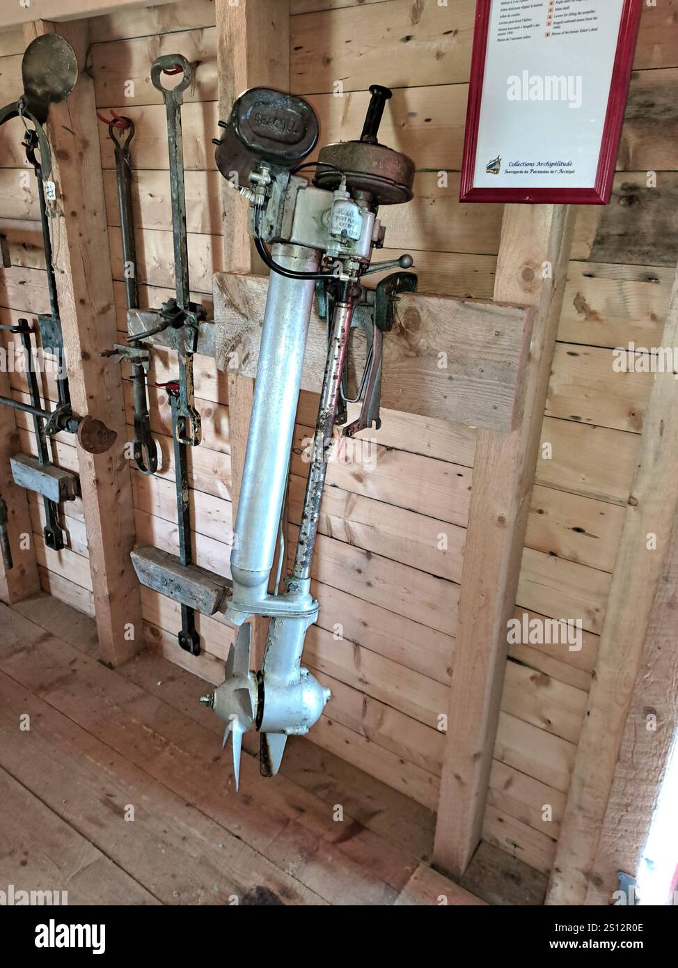 British seagull outboard boat motor on Ile-aux-Marins in St. Pierre ...