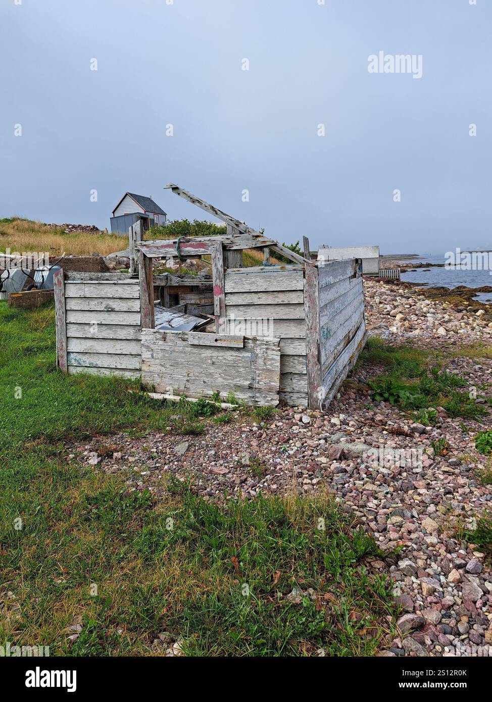 Remains of a wooden structure on Ile-aux-Marins in St. Pierre, France ...