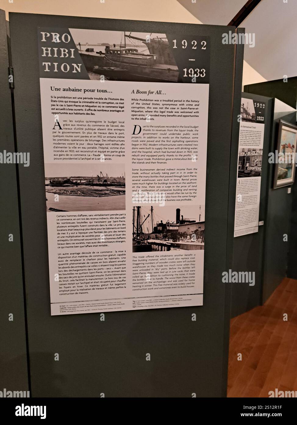 Prohibition information sign at the Arche Museum in St. Pierre ...