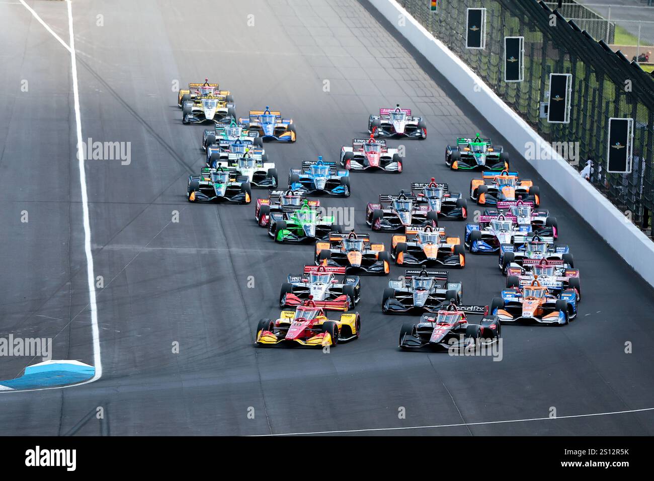 May 11, 2024-Speedway, IN; The NTT INDYCAR SERIES field takes the green ...
