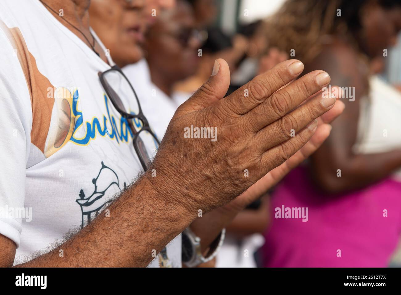 Salvador, Bahia, Brazil - December 27, 2024: Catholics pray during mass ...