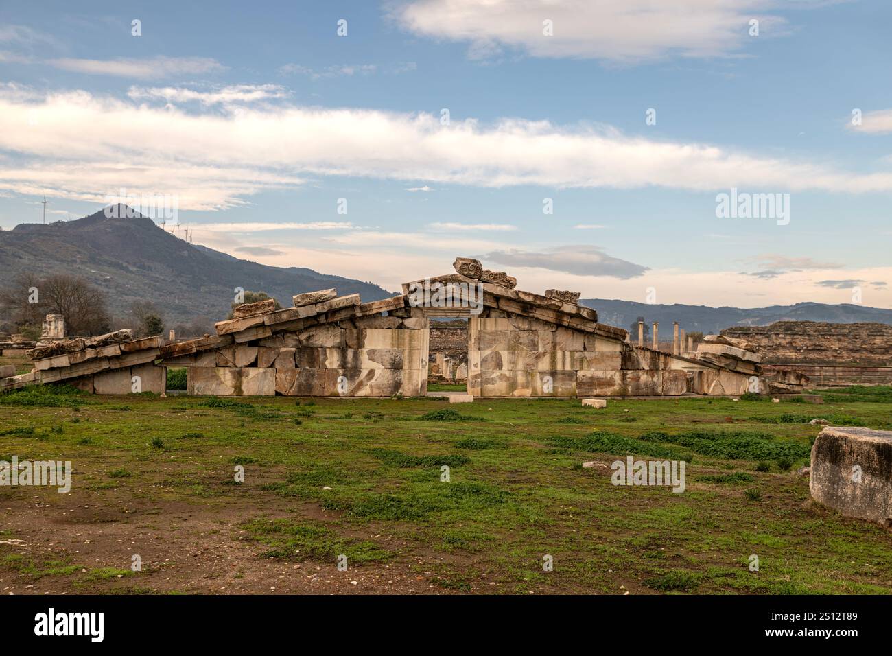 Reflection and ancient columns in the Magnesia ancient city Stock Photo ...