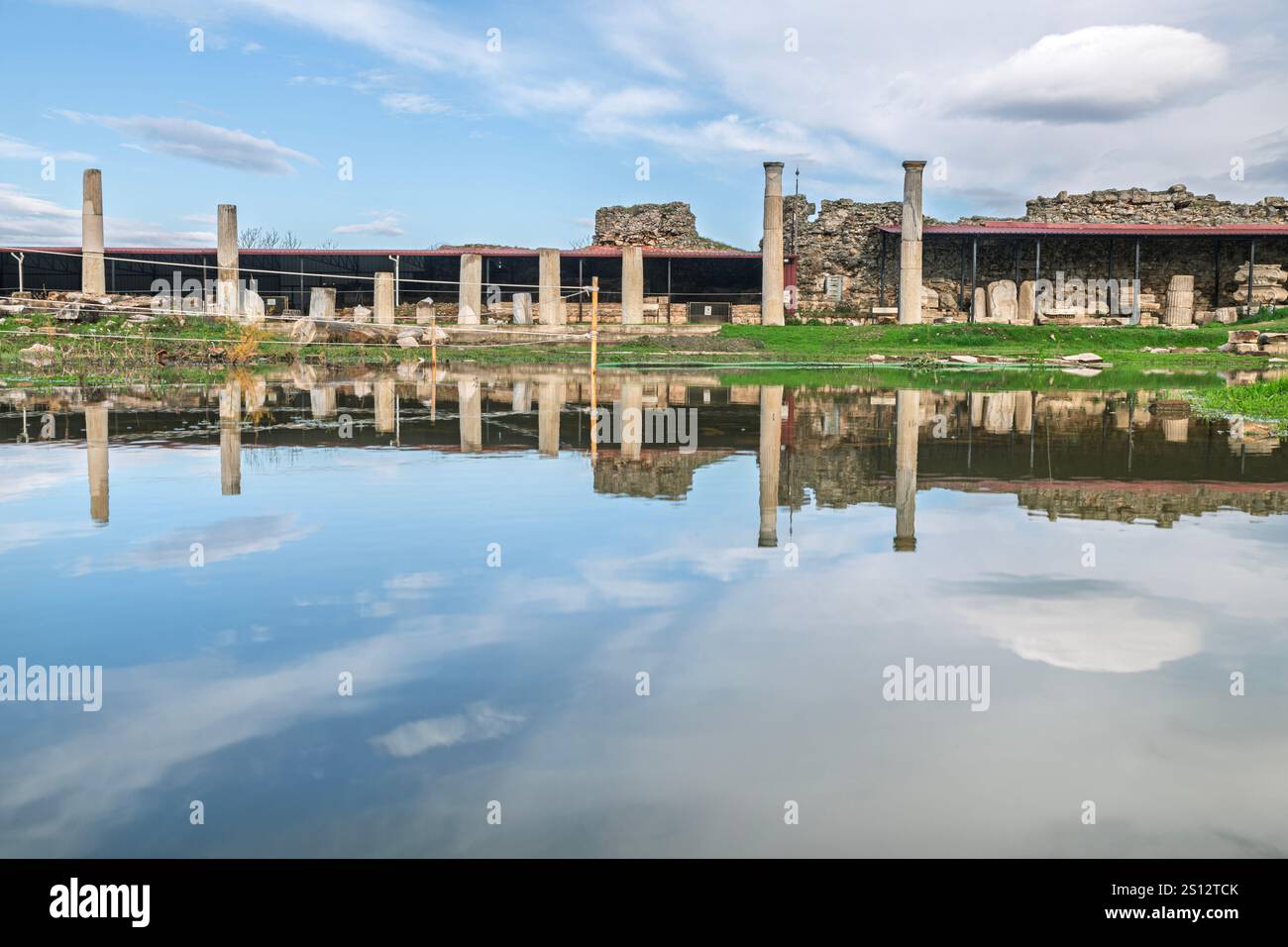 Reflection and ancient columns in the Magnesia ancient city Stock Photo ...
