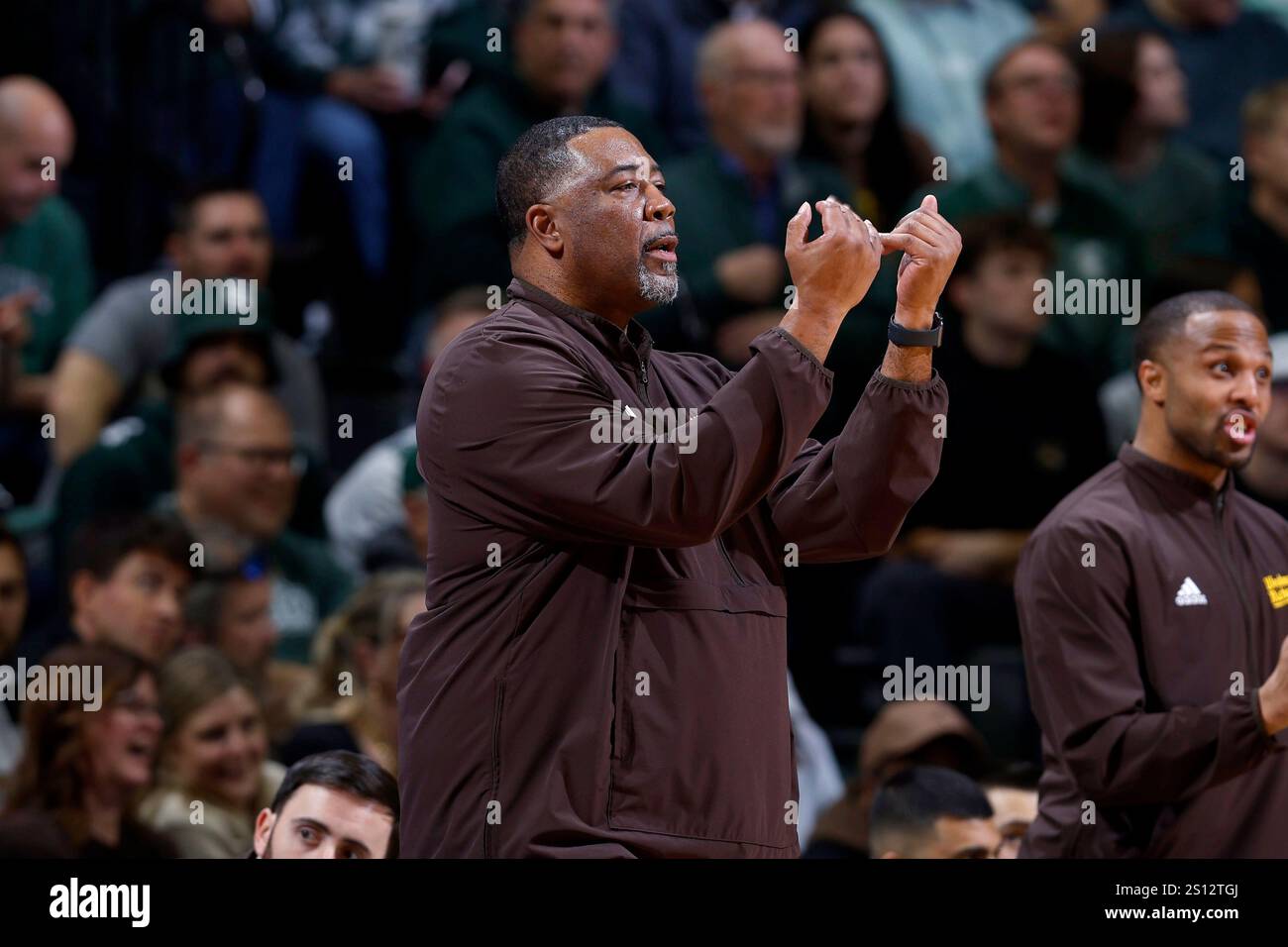 Western Michigan coach Dwayne Stephens gives instructions during an ...