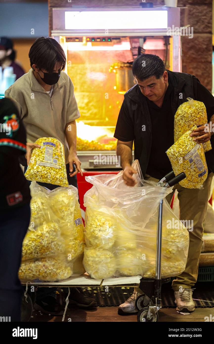 HERMOSILLO, MEXICO - DECEMBER 28: Popcorn stand inside the stadium, at ...