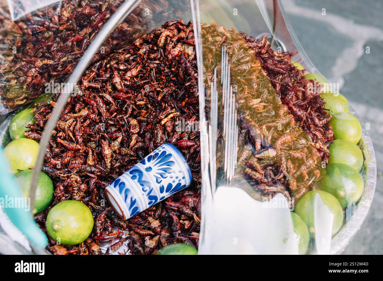 cooked grasshoppers, locally known as chapulines, are an insect street ...