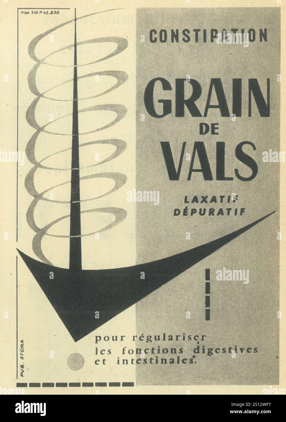 1959 French Grain de Vals constipation treatment laxative ad Stock ...
