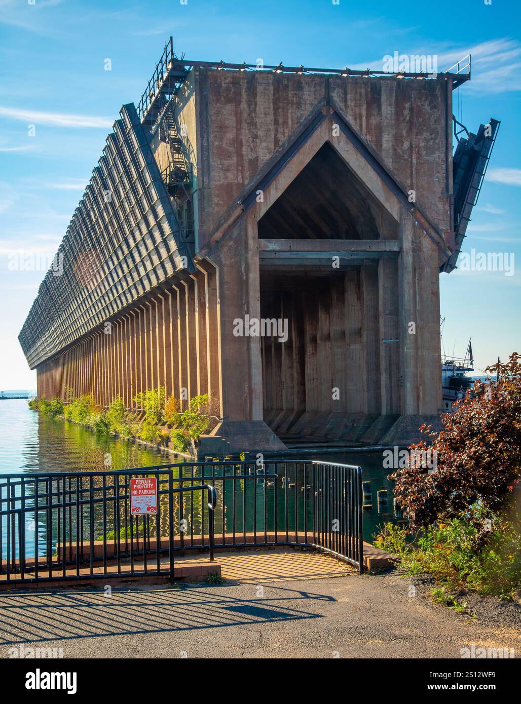 abandoned railroad iron ore loading structure Marquette Michigan Stock ...
