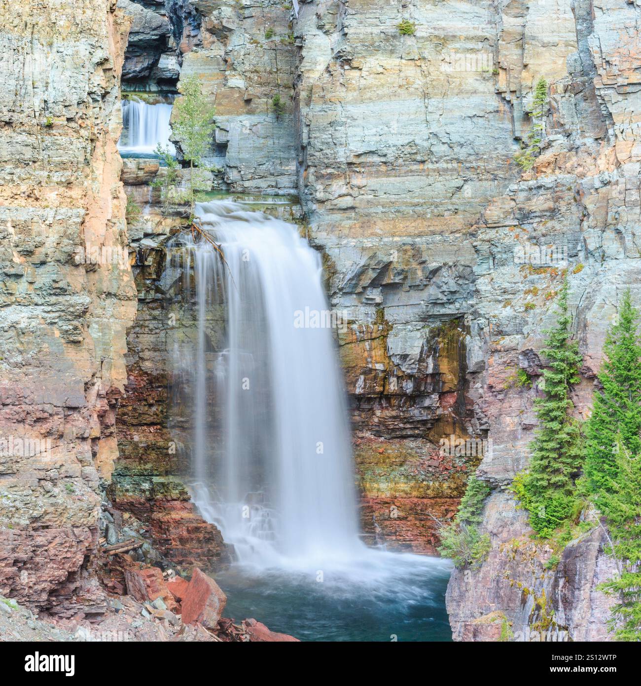waterfall in a canyon of the north fork blackfoot river in the scapegoat wilderness near ovando ...