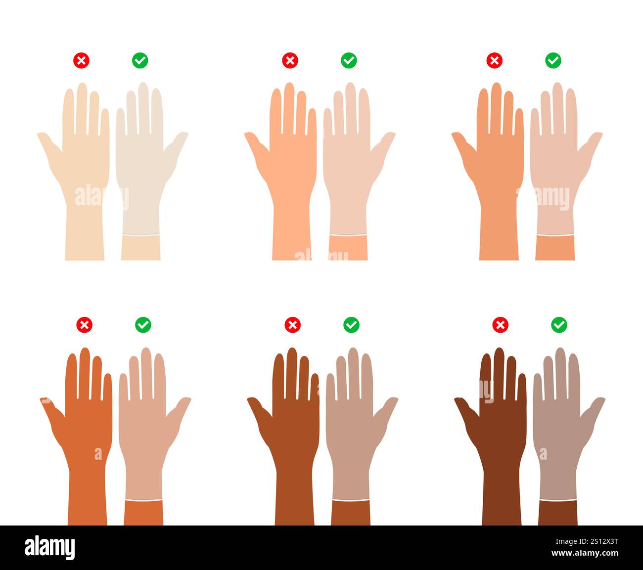 Hangs Right and wrong without wearing gloves cartoon Set of rubber ...