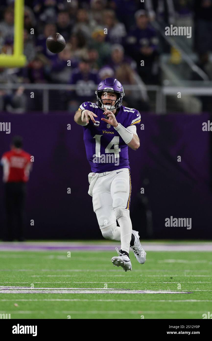 Minnesota Vikings quarterback Sam Darnold throws a pass during the ...