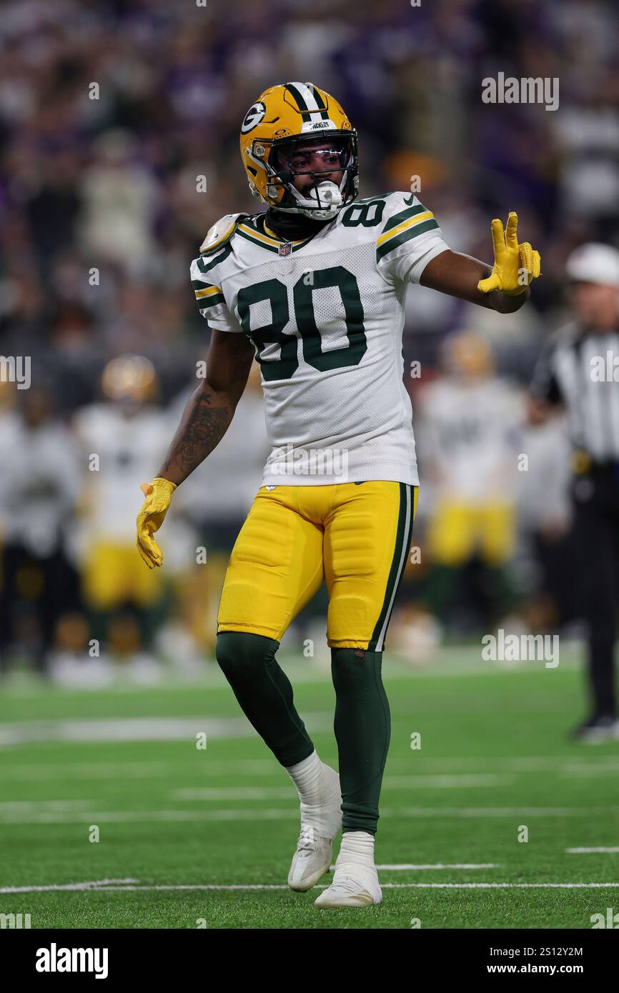 Green Bay Packers wide receiver Bo Melton lines up for a play against ...