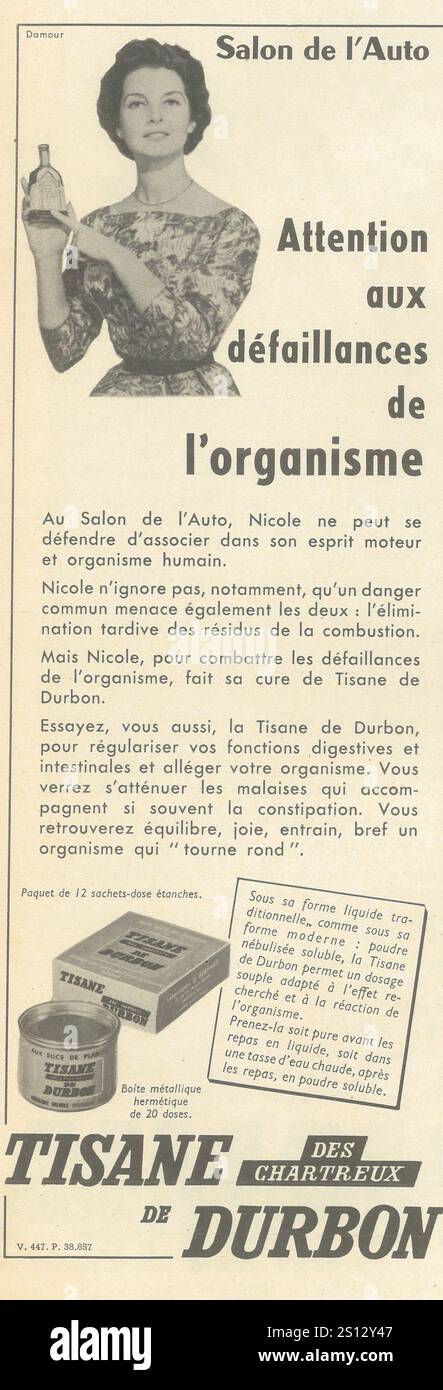 1959 French Tisane de Durbon Ad - remedy to boost energy levels, rid ...