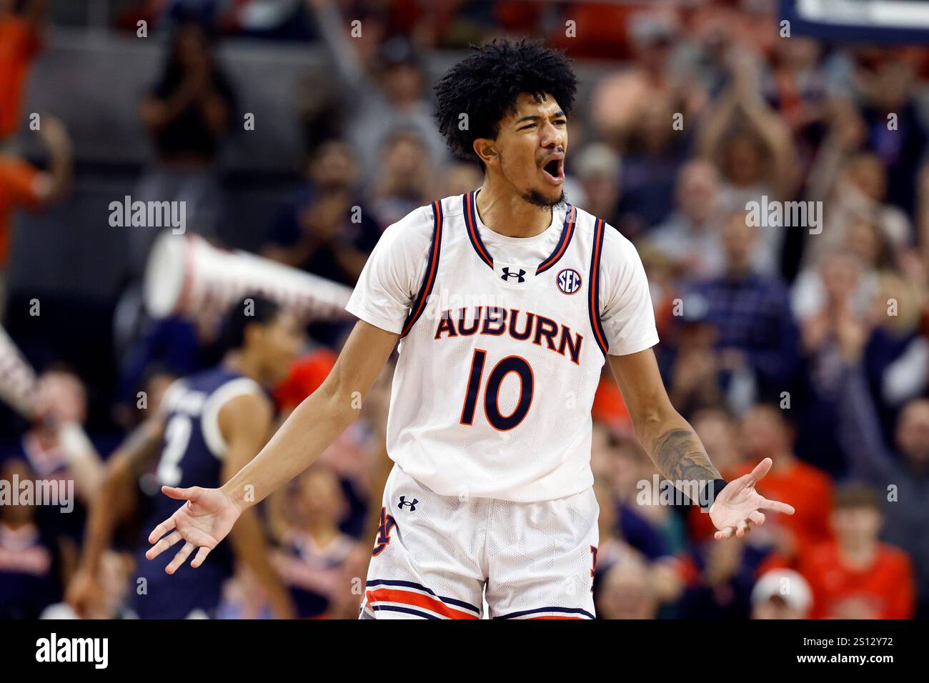 Auburn guard Chad Baker-Mazara reacts to a play during the first half ...