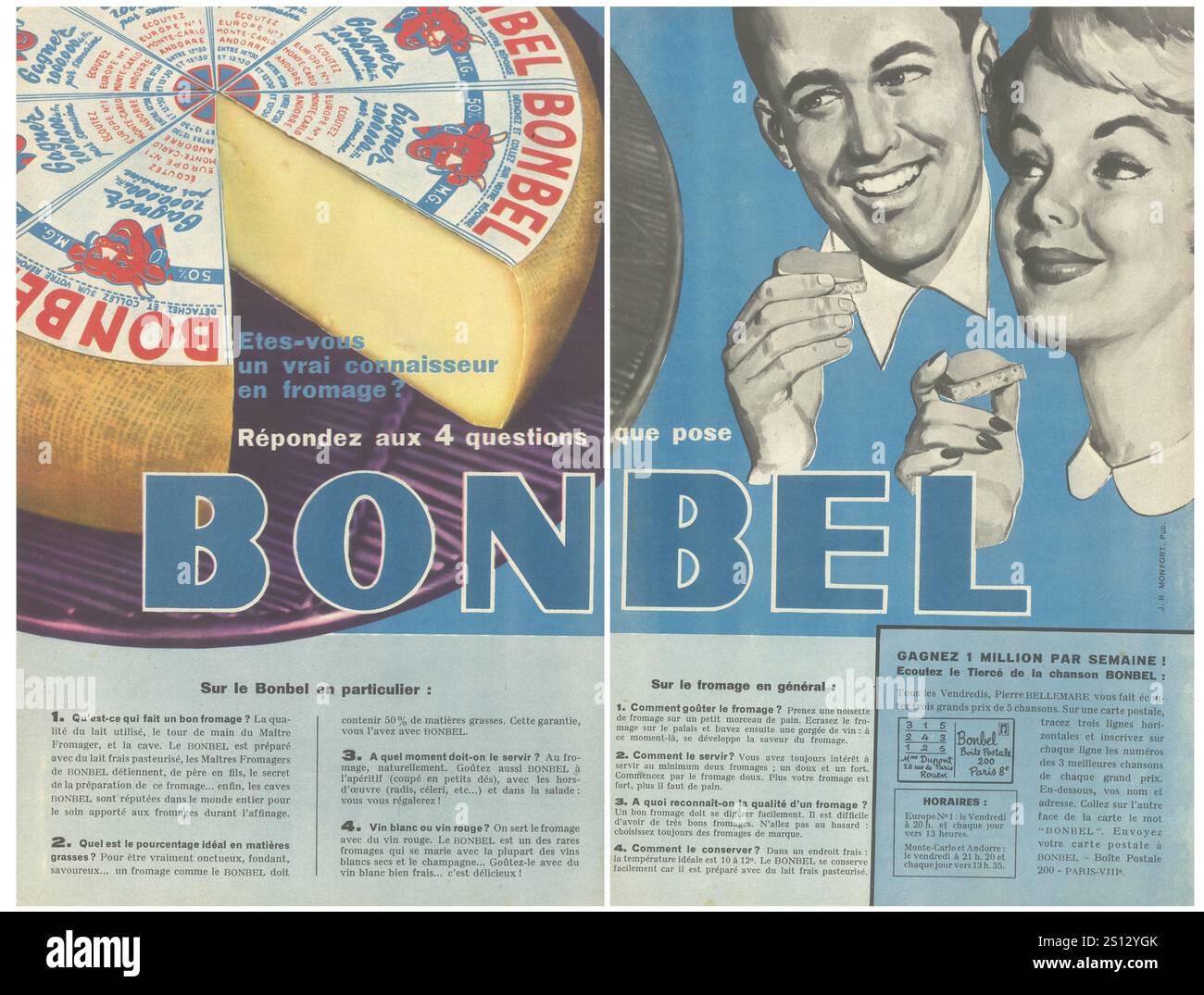 1959 French Bonbel cheese ad Stock Photo - Alamy