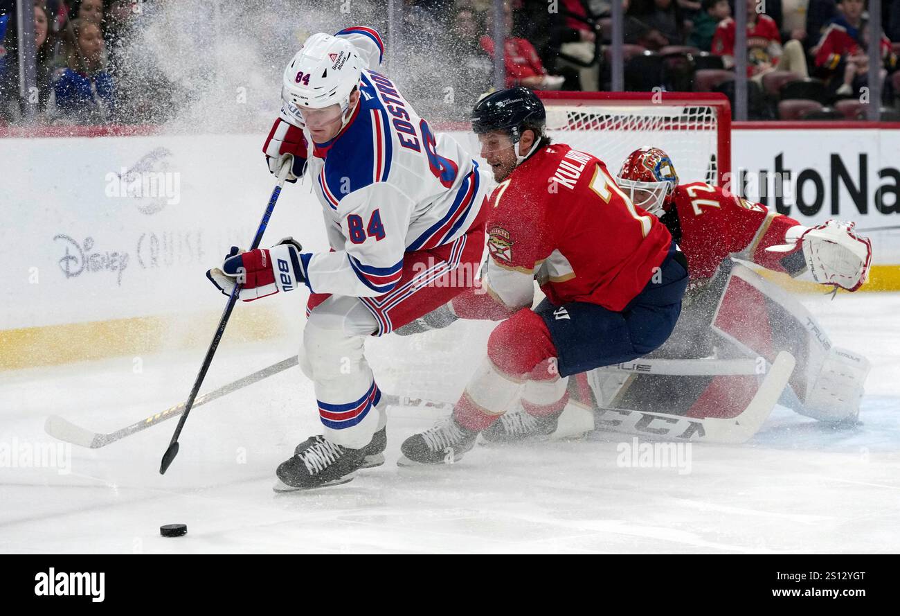 New York Rangers center Adam Edstrom (84) goes for the puck against ...