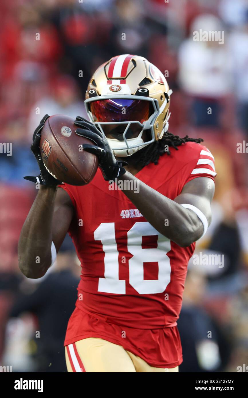San Francisco 49ers wide receiver Chris Conley (18) warms up before an ...
