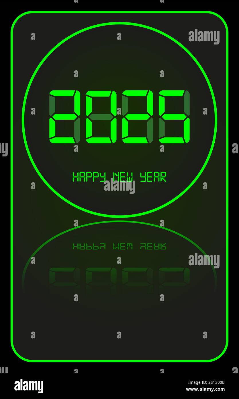 2025 Happy new year digital clock. Electronic watch. Alarm timer, countdown, time display with ...