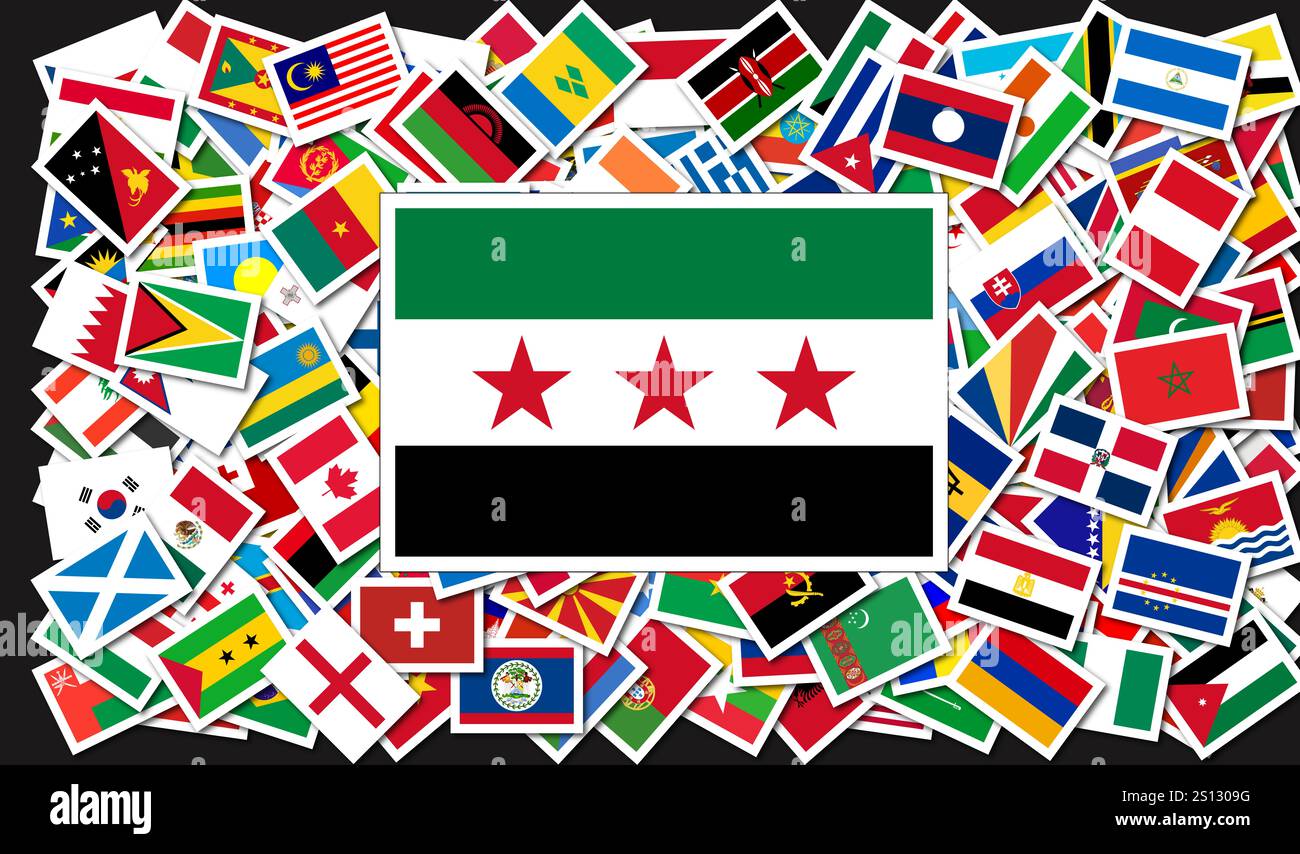 Syria Flag, Flag of the Syrian Revolution - New Syrian Flag Stock Photo ...