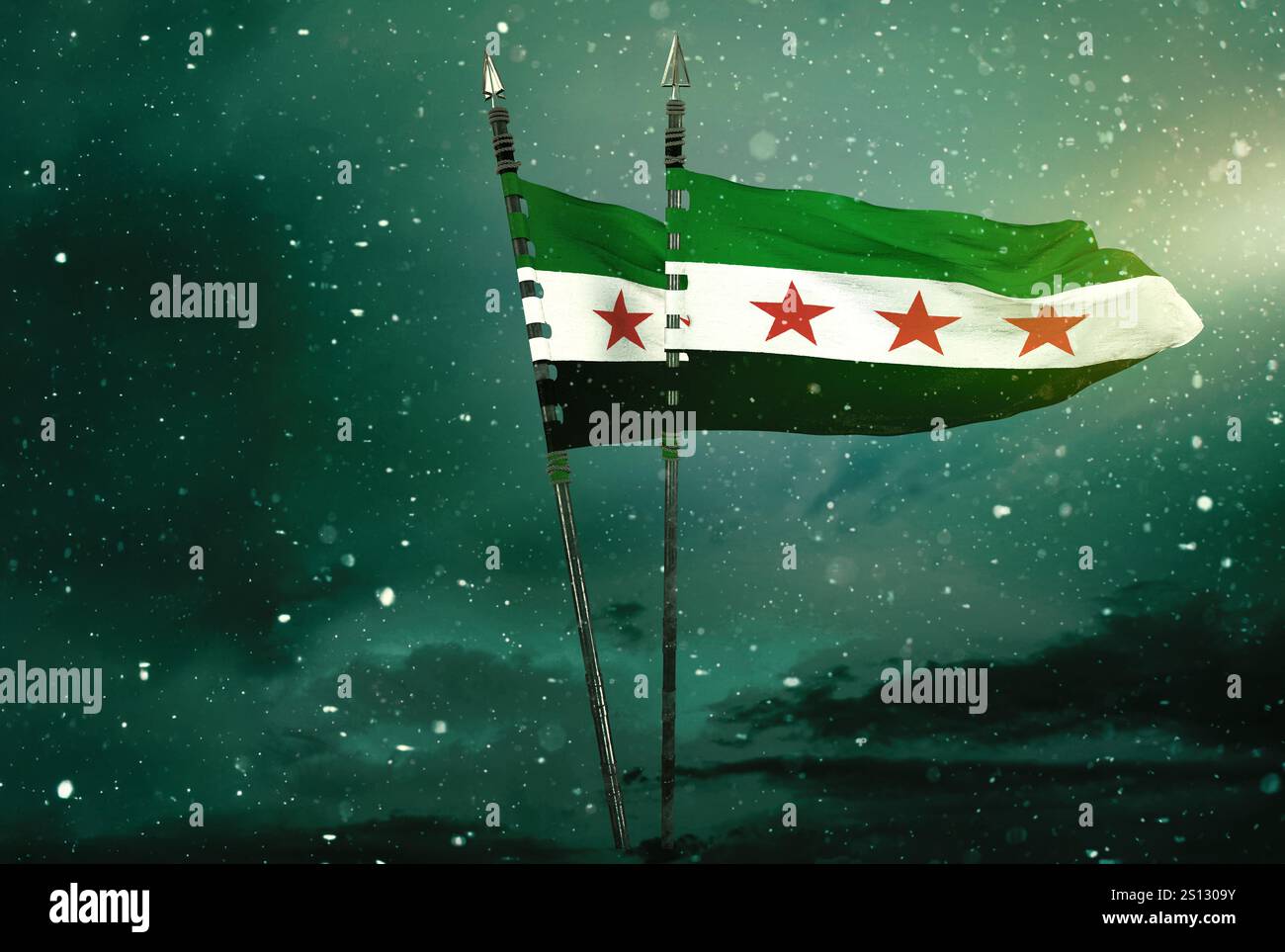 Syria Flag, Flag of the Syrian Revolution - New Syrian Flag Stock Photo ...