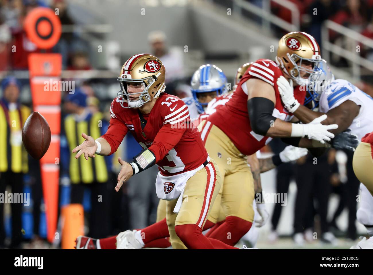 San Francisco 49ers quarterback Brock Purdy (13) pitches during the ...