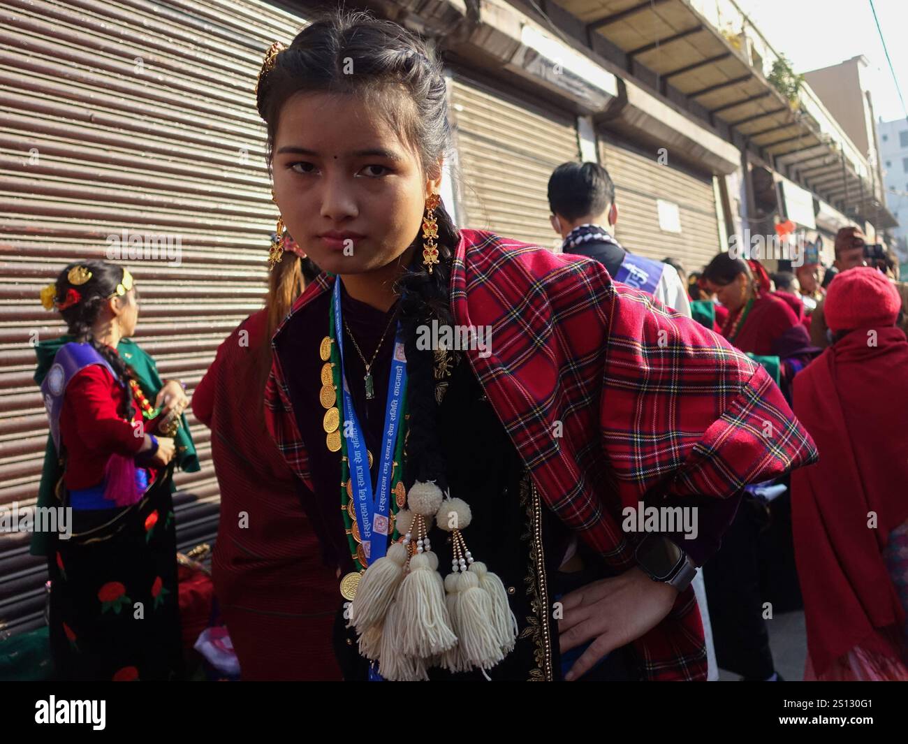 Kathmandu, Nepal.30th December 2024. Women dressed in their traditional ...