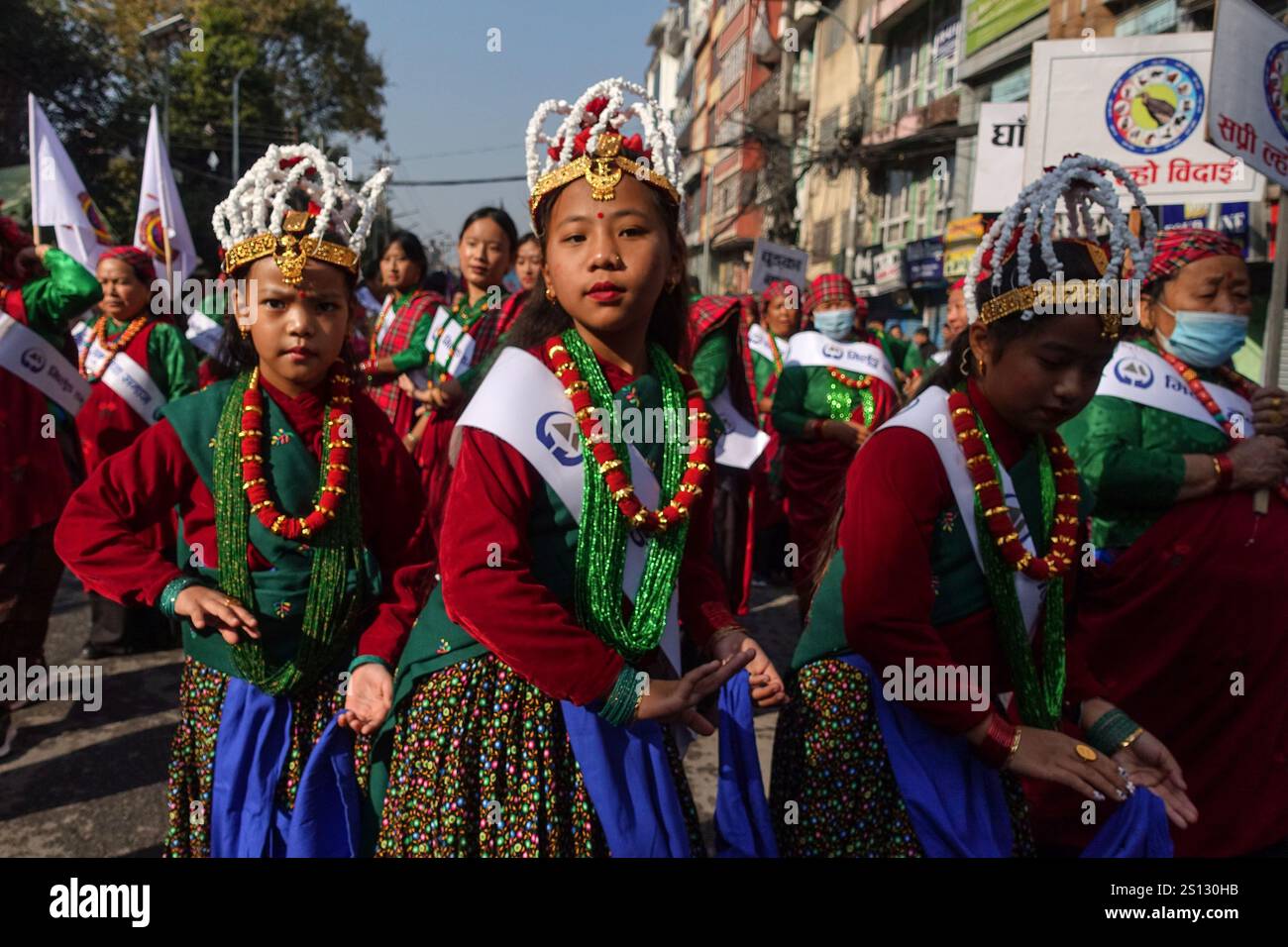 Kathmandu, Nepal.30th December 2024. Women dressed in their traditional ...