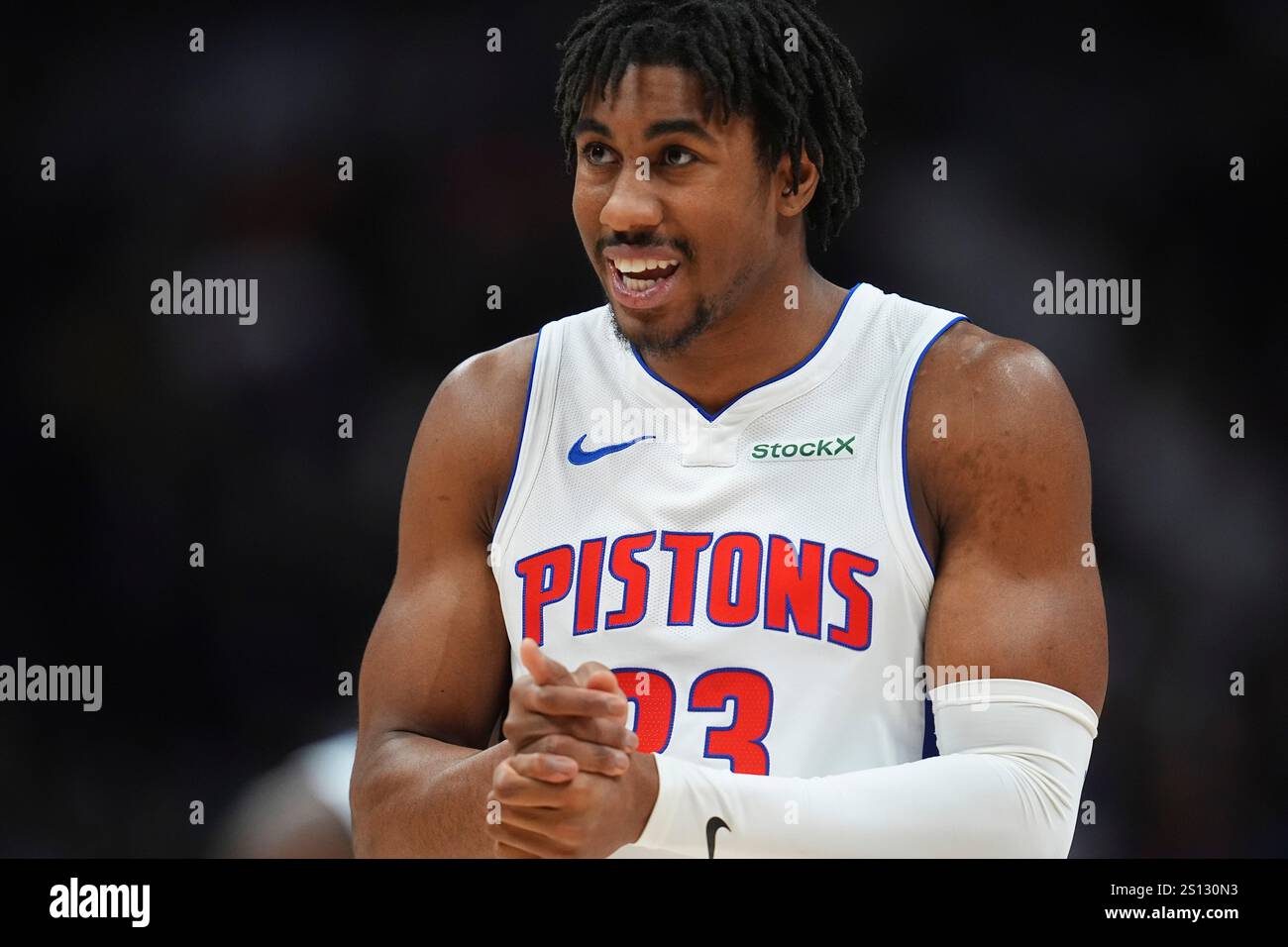 Detroit Pistons guard Jaden Ivey (23) in the first half of an NBA ...