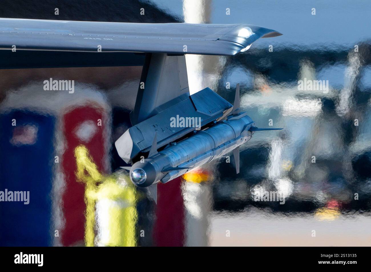An AIM-9X sidewinder is seen on the wing of an F-35A Lightning II ...