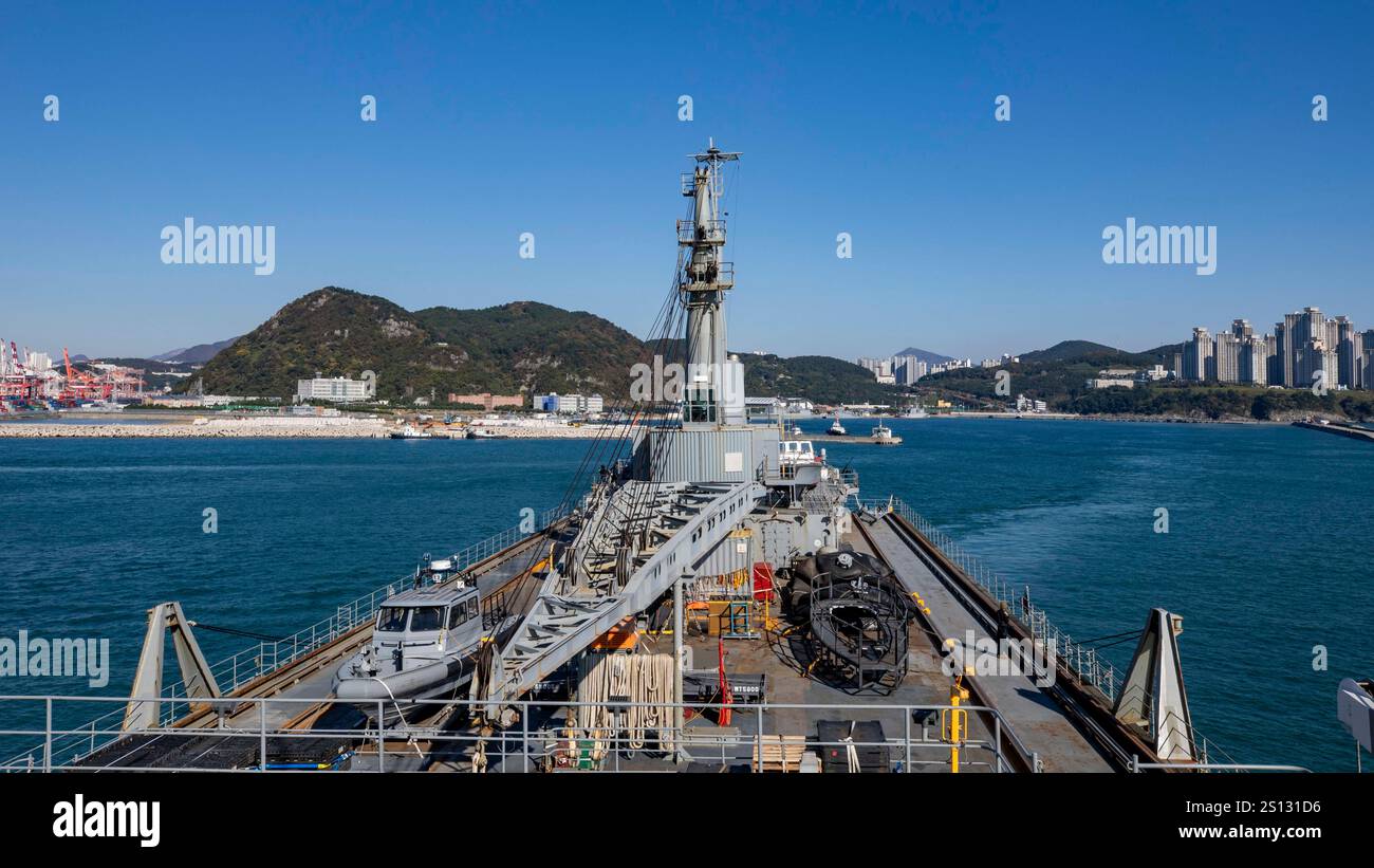 BUSAN, South Korea (Nov. 18, 2024) – The submarine tender USS Emory S ...
