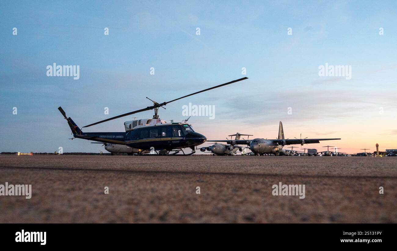 A UH-1N Huey helicopter assigned to the 1st Helicopter Squadron is ...