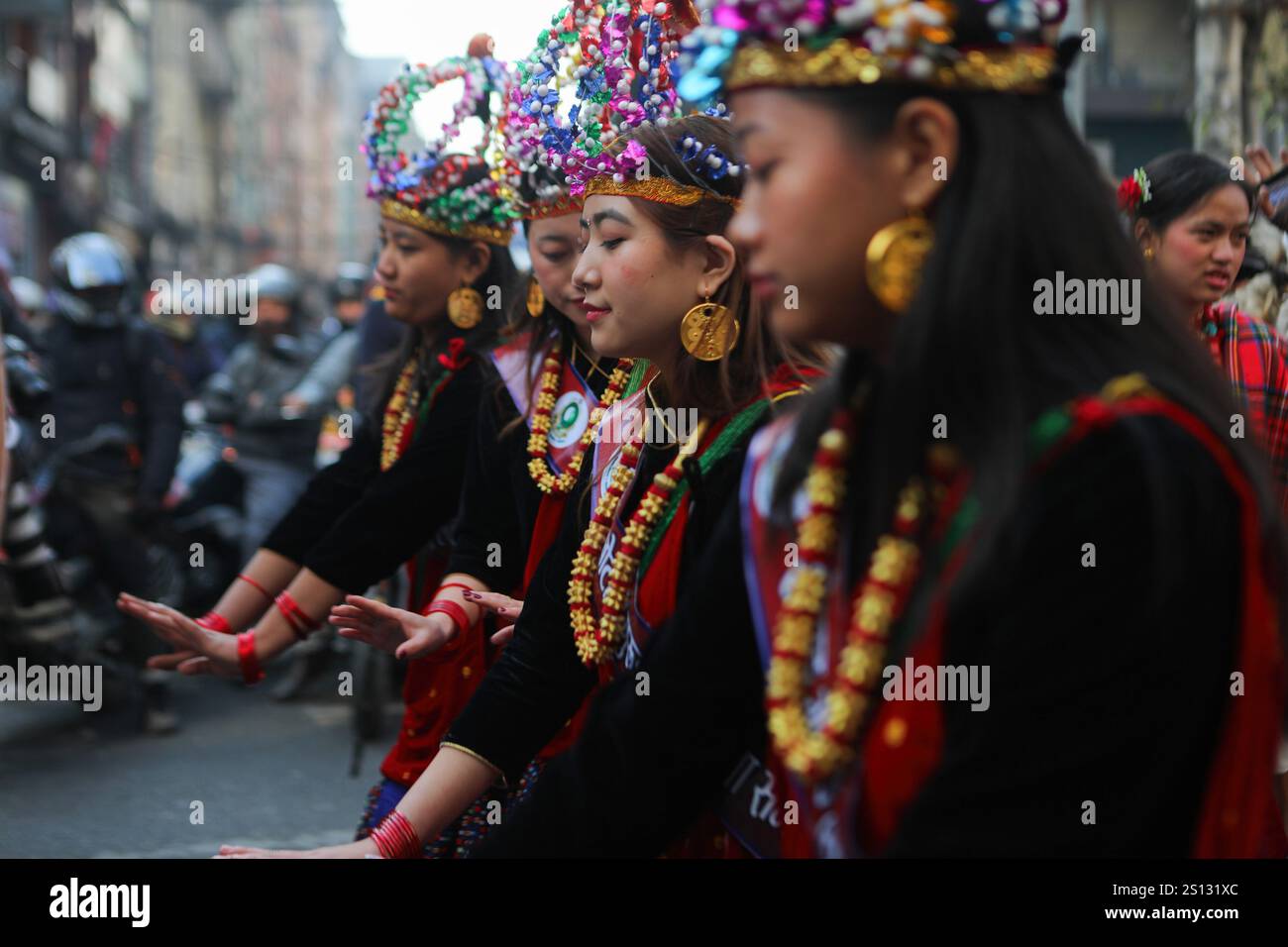 Kathmandu, Nepal. 30th Dec, 2024. Women from the Gurung community in ...